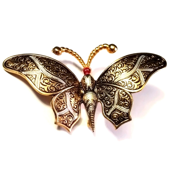 Vintage | Jewelry | Vtg Spanish Toledo Spain Damascene Butterfly Brooch ...